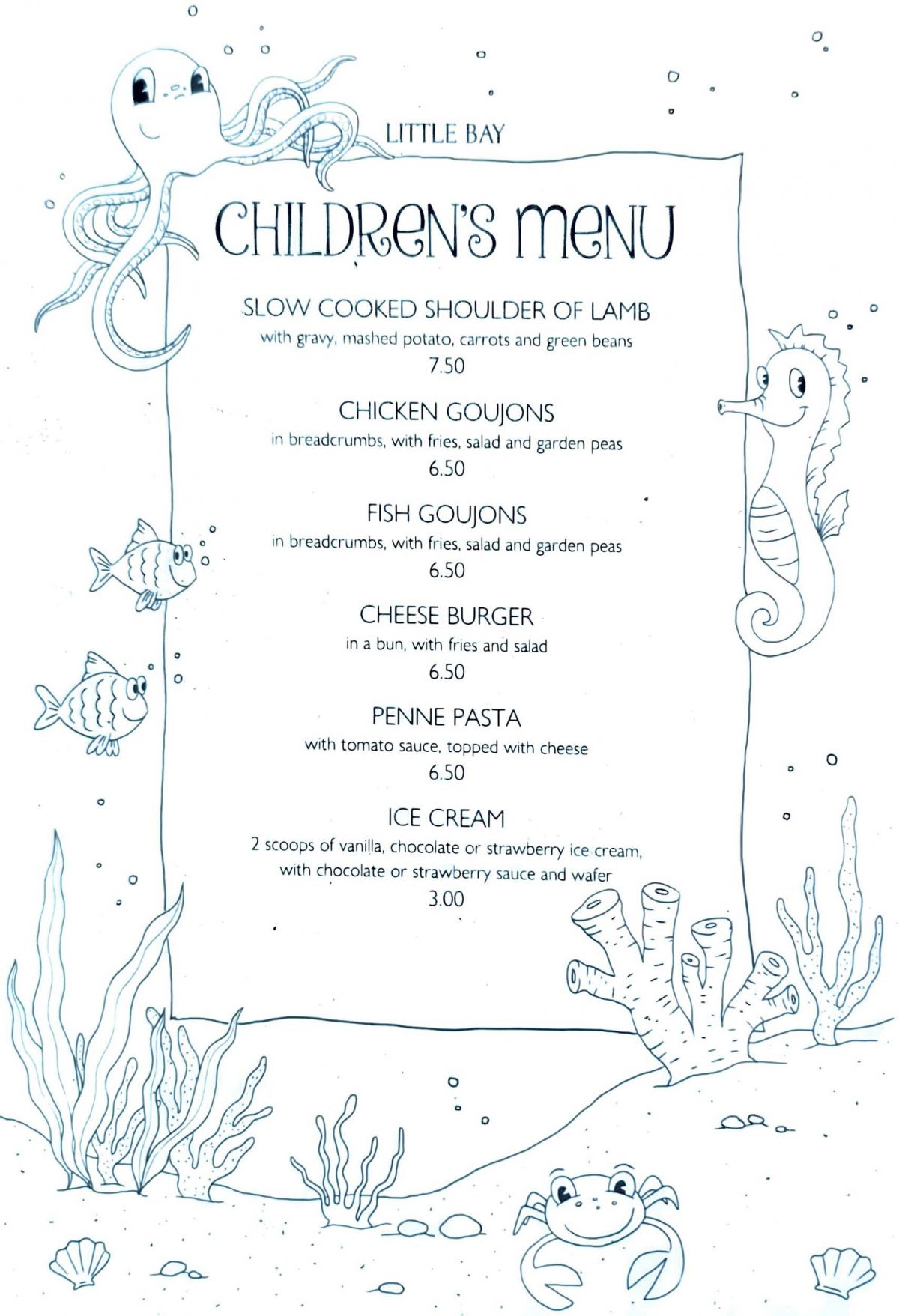 Restaurant Menus | Little Bay Croydon