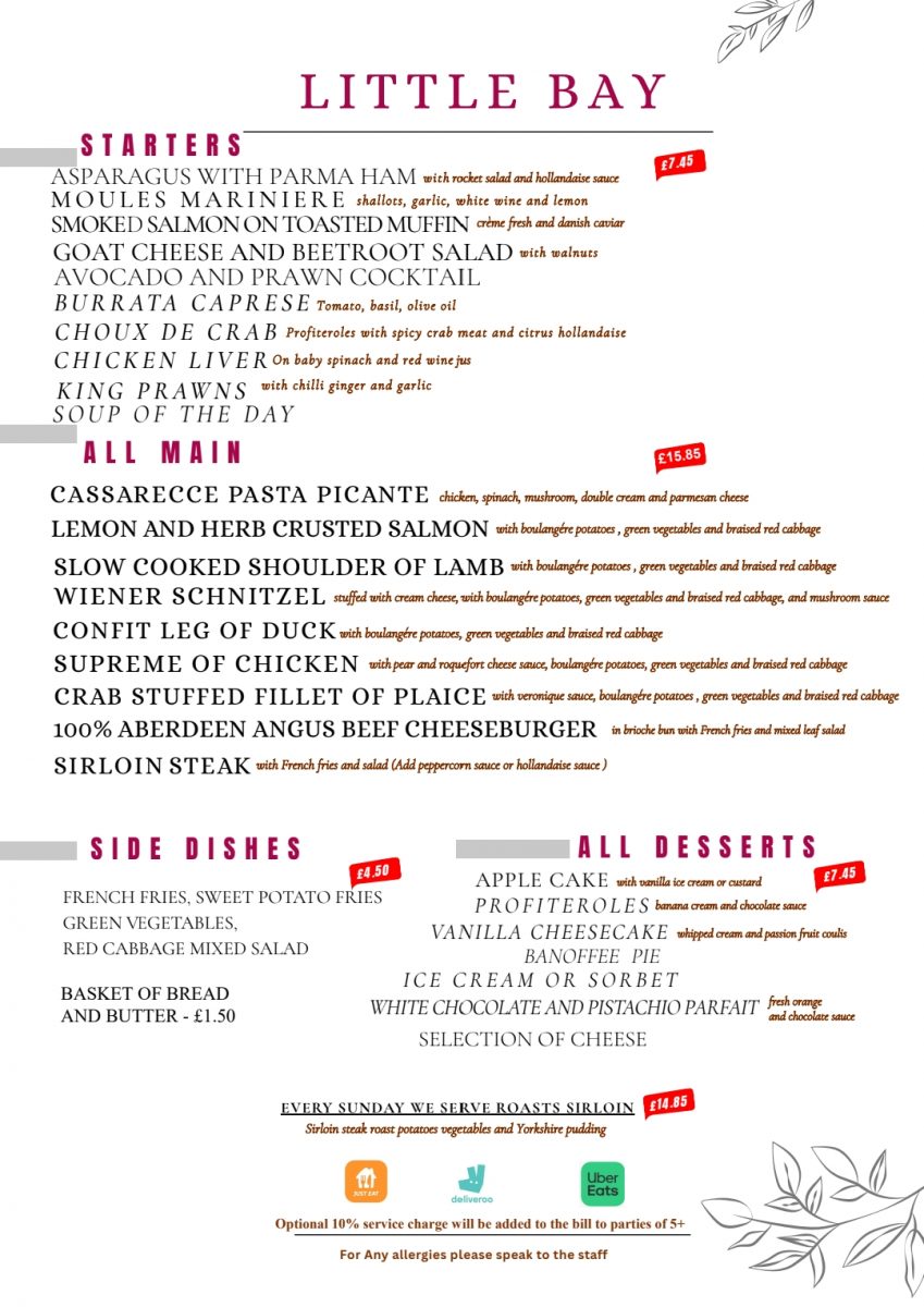 MENU | Little Bay Croydon